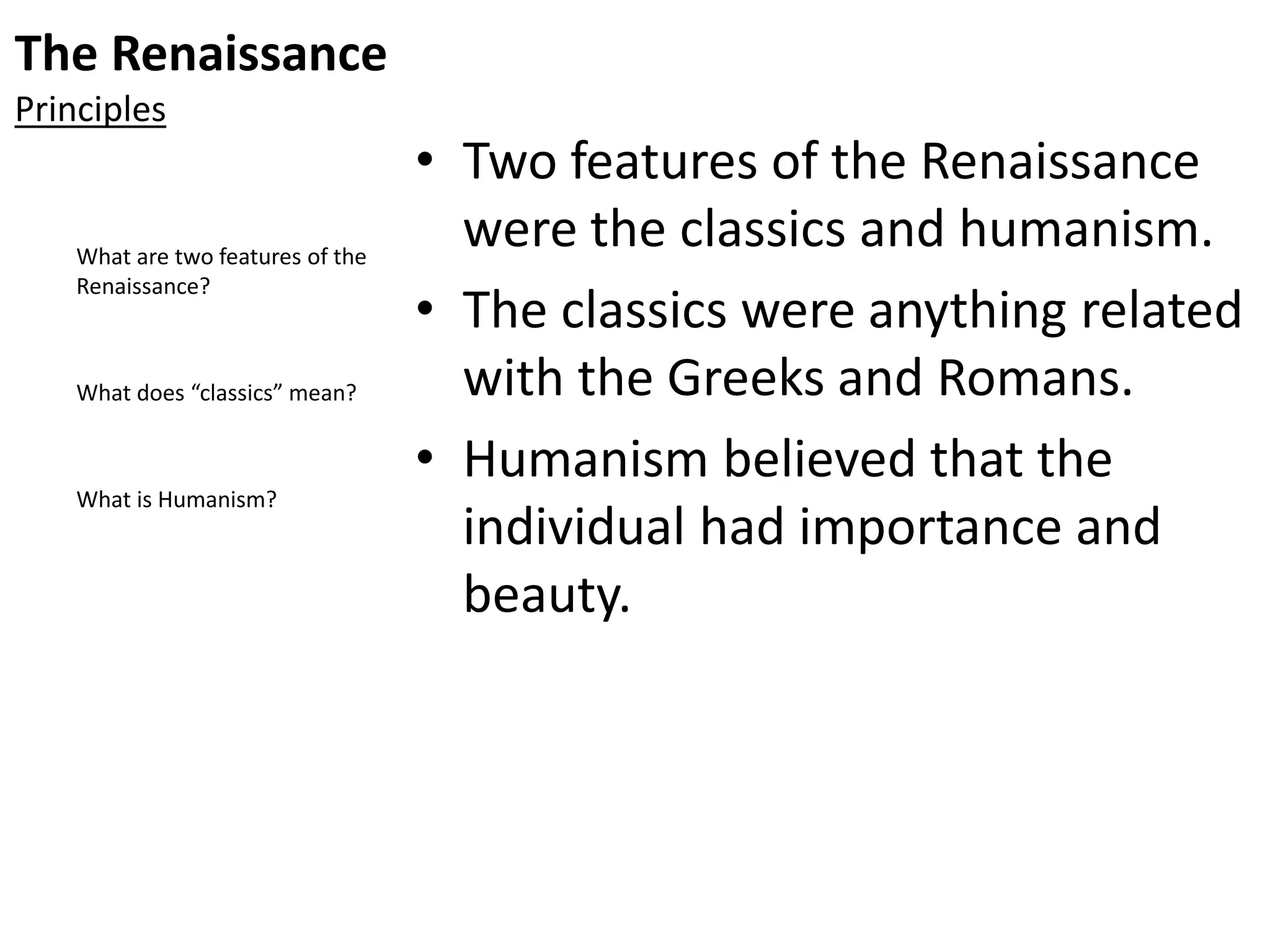 The Renaissance, Reformation and Exploration lesson 2 renaissance ...