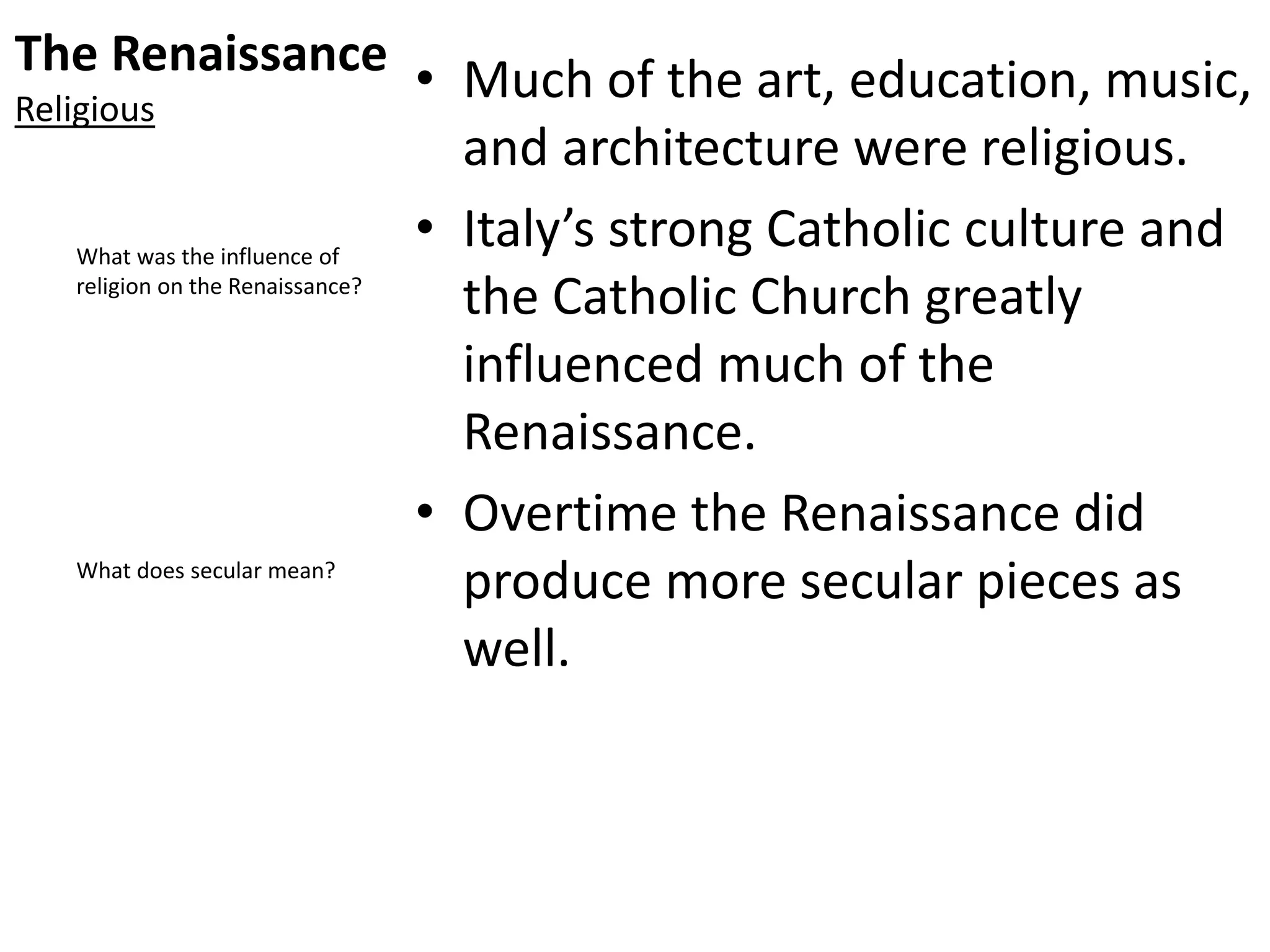 The Renaissance, Reformation and Exploration lesson 2 renaissance ...