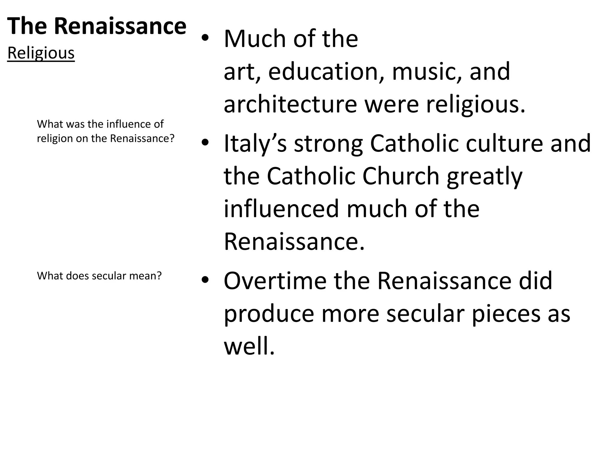 The Renaissance, Reformation and Exploration Lesson 1 - Renaissance ...