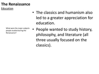 The Renaissance, Reformation and Exploration Lesson 2 - Education ...