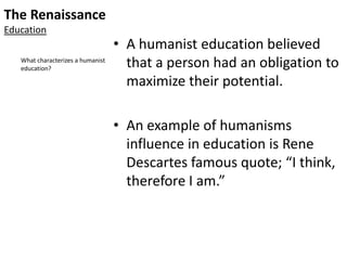 The Renaissance, Reformation and Exploration Lesson 2 - Education ...