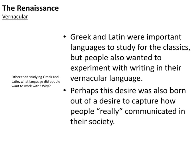 The Renaissance, Reformation and Exploration Lesson 2 - Education ...