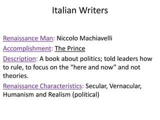 The Renaissance, Reformation and Exploration Lesson 3 - Renaissance ...