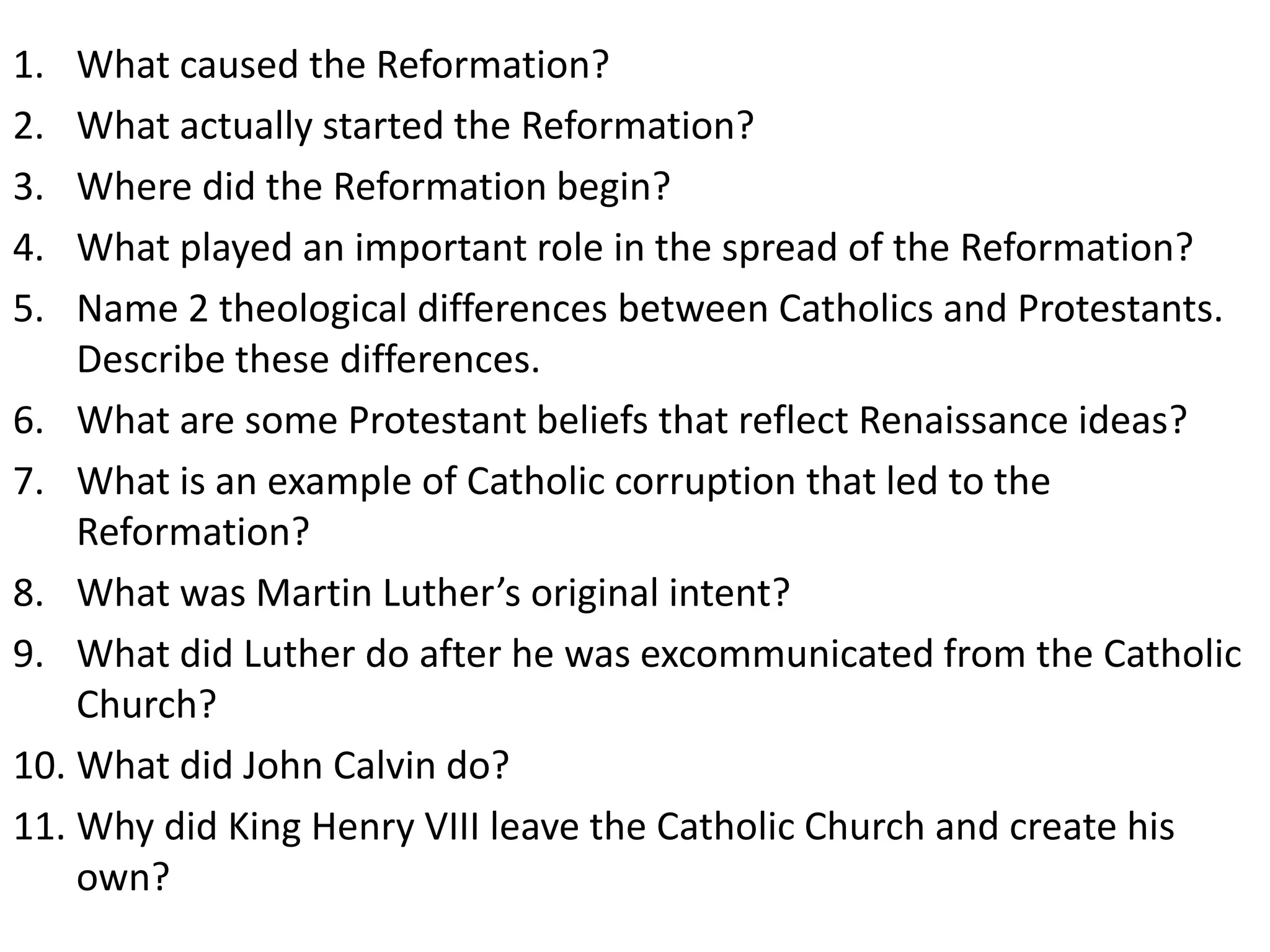 The Renaissance, Reformation and Exploration Lesson 4 - Causes and ...