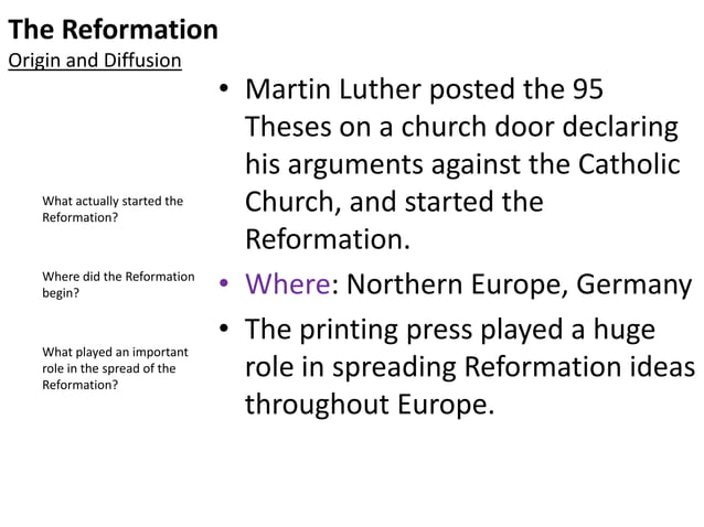 The Renaissance, Reformation and Exploration Lesson 4 - Causes and ...