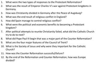 The Renaissance, Reformation and Exploration Lesson 5 – The Counter ...