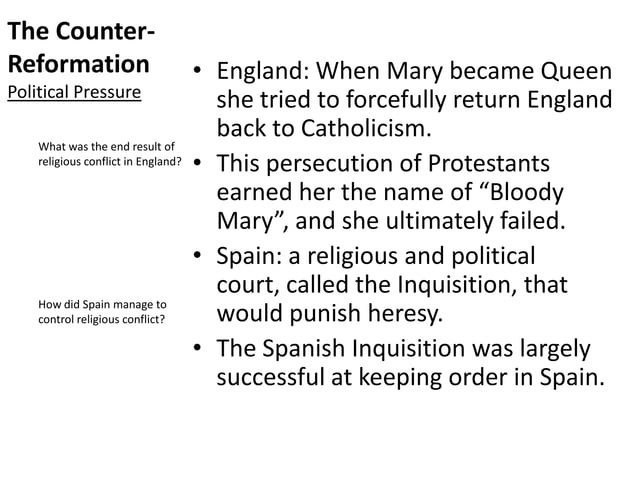 The Renaissance, Reformation and Exploration Lesson 5 – The Counter ...