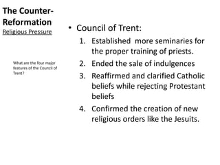The Renaissance, Reformation and Exploration Lesson 5 – The Counter ...