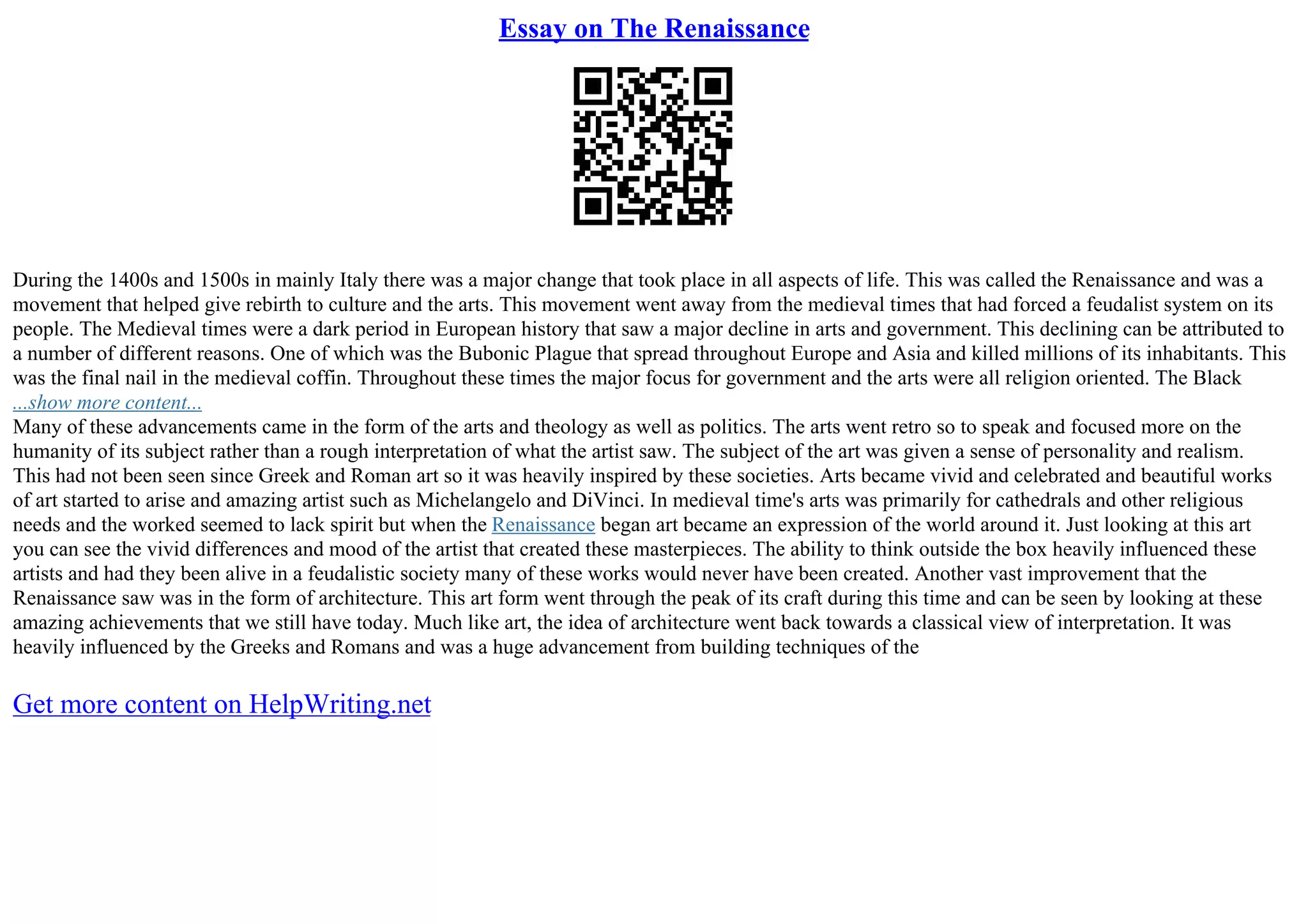 The Renaissance Era Essay | PPT