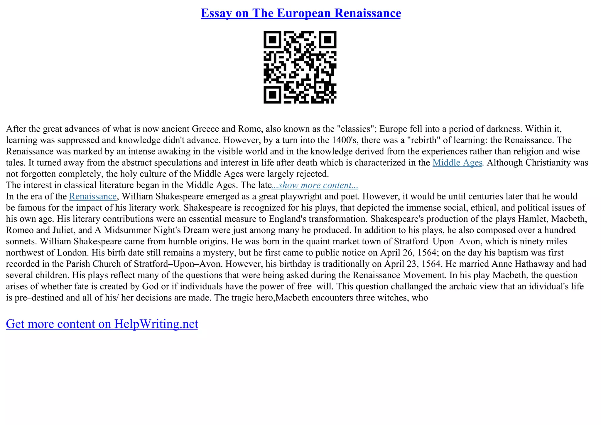 The Renaissance Era Essay | PPT