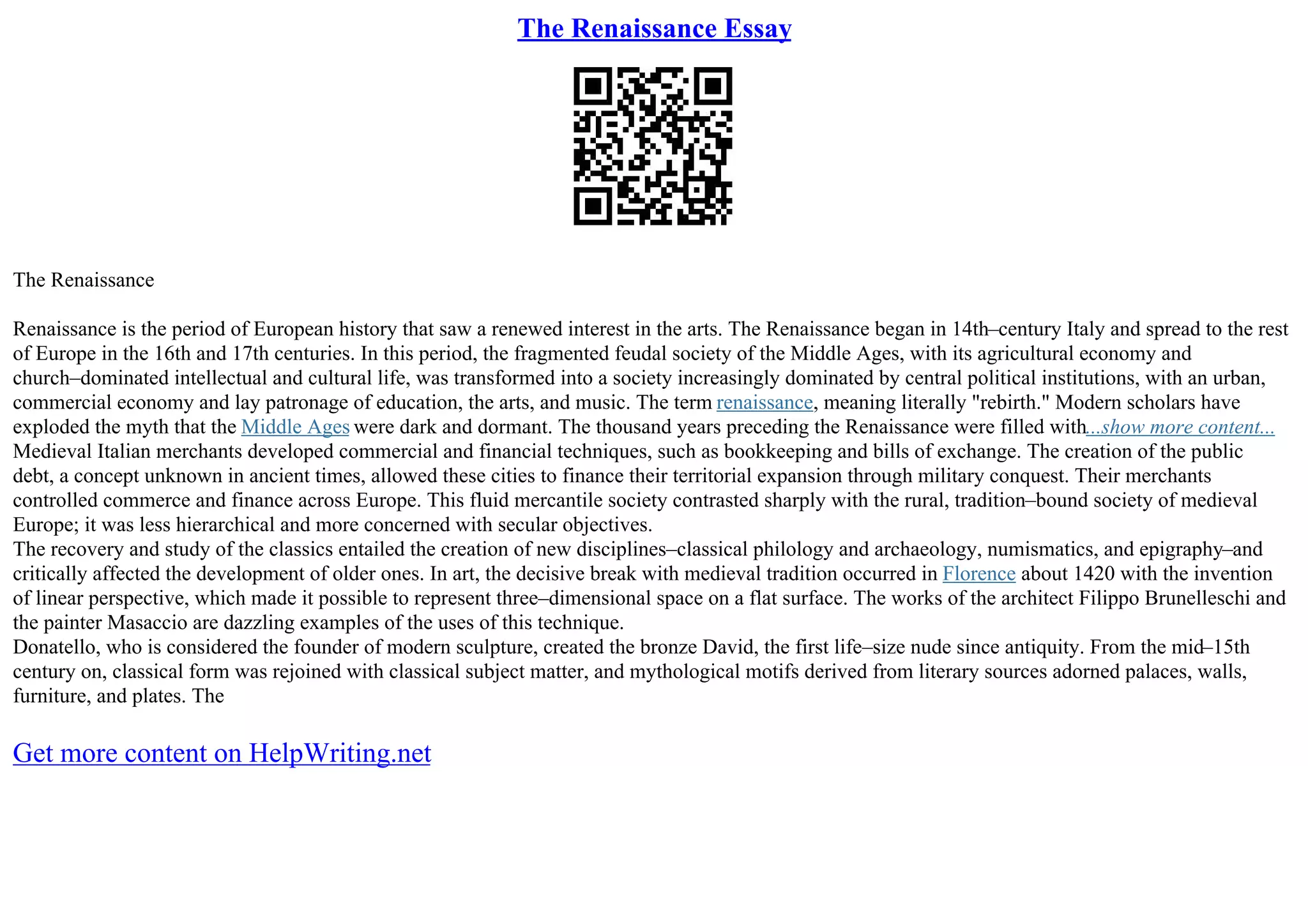 The Renaissance Era Essay | PPT