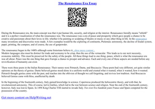 The Renaissance Era Essay | PPT