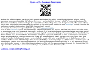 The Renaissance Era Essay | PPT