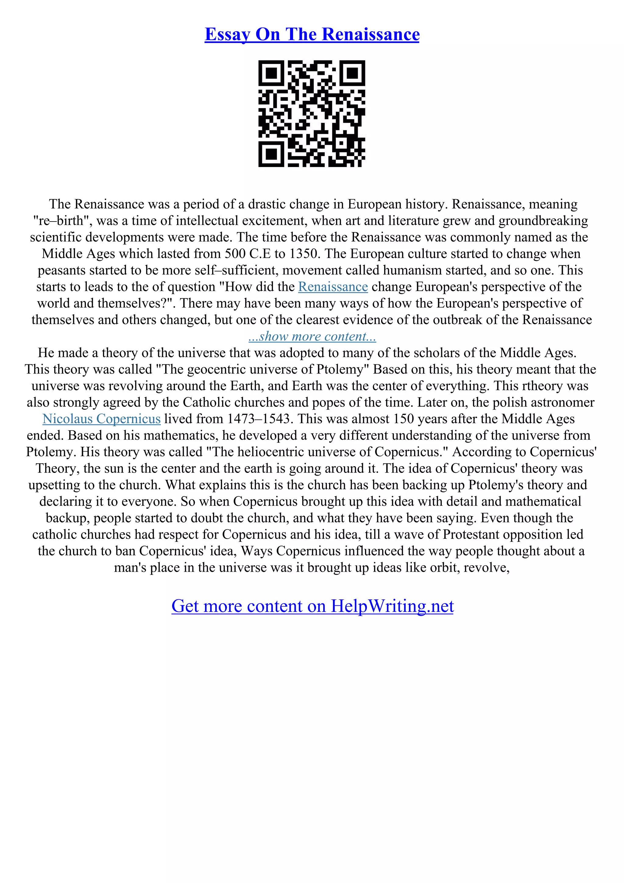 The Renaissance Essay | PDF