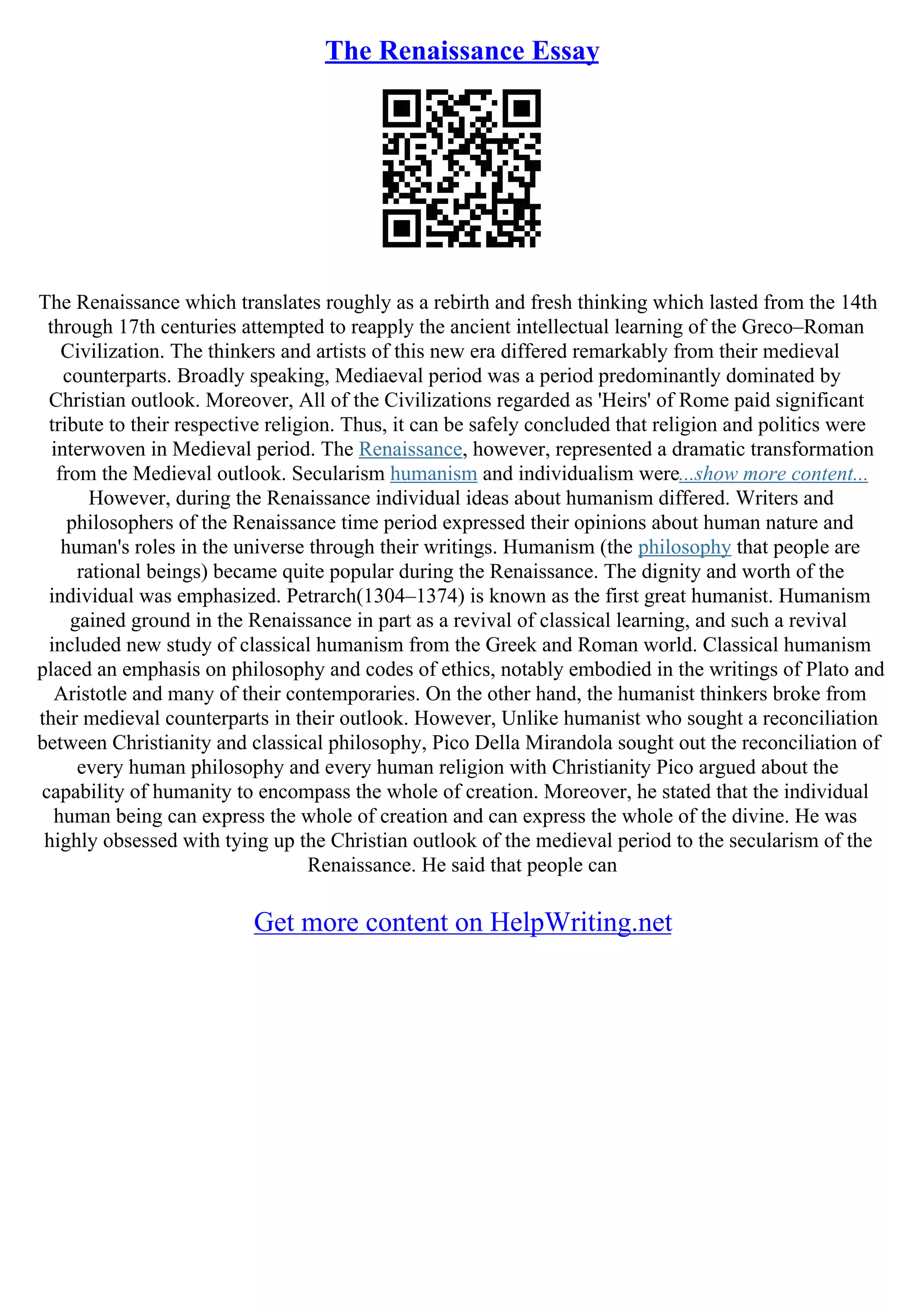 The Renaissance Essay | PDF