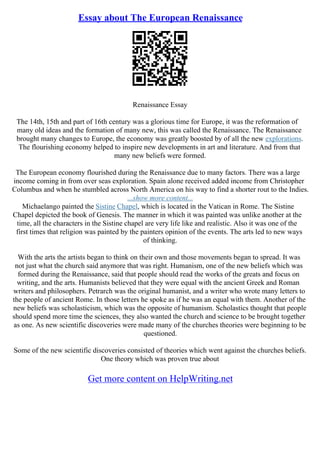 The Renaissance Essay | PDF