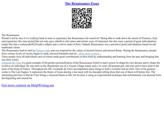 The Renaissance Essay | PPT