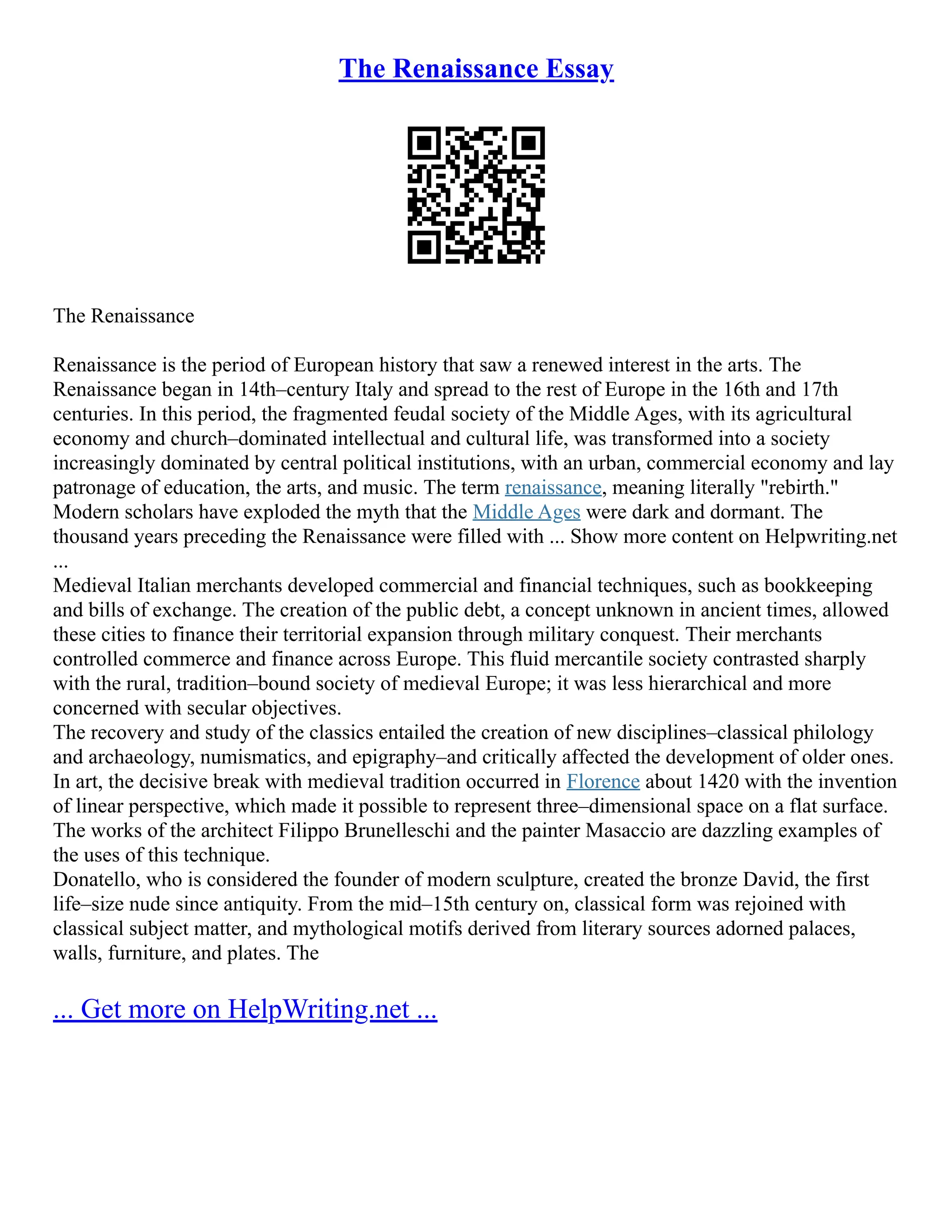 The Renaissance Essay | PDF