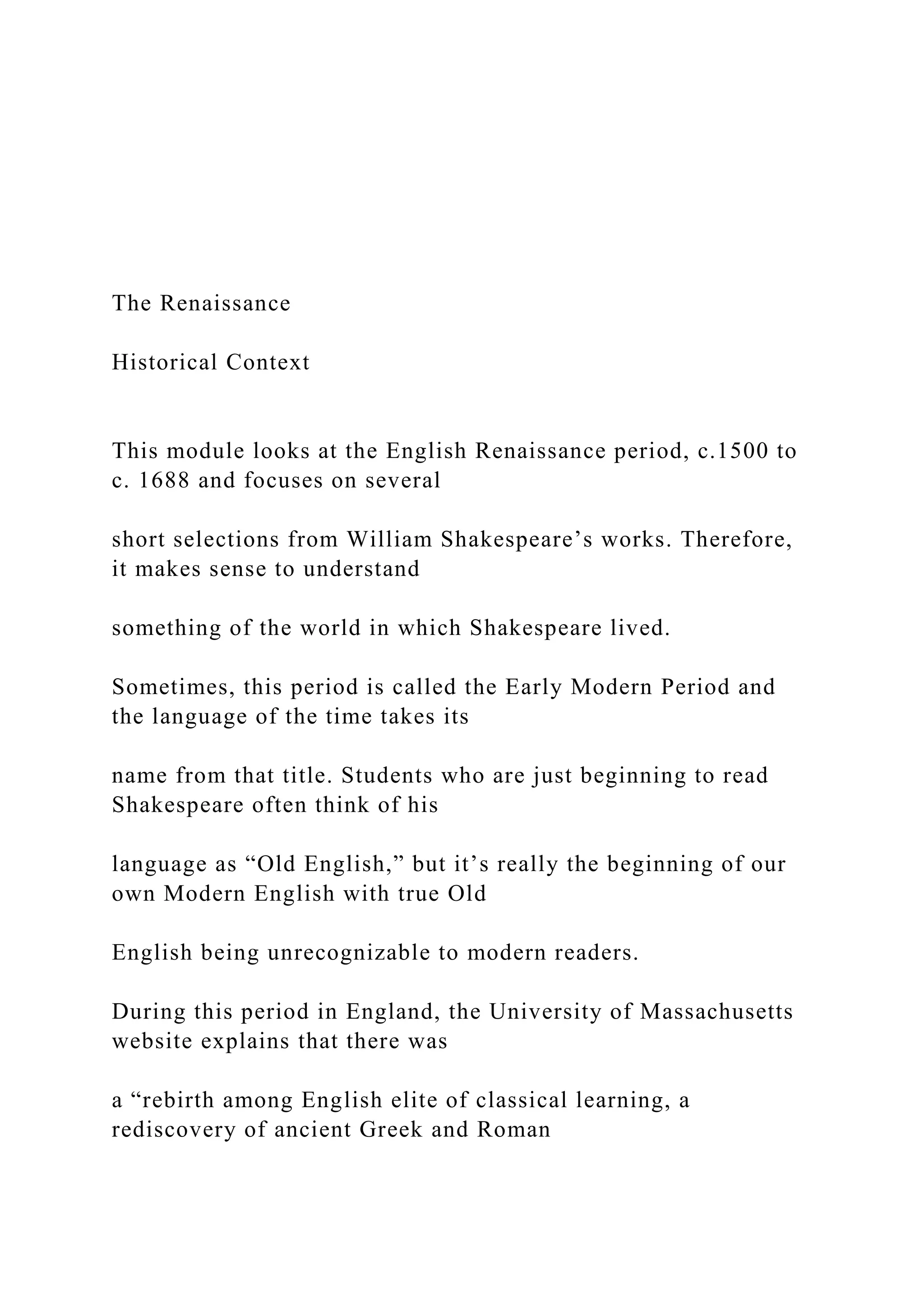 The Renaissance Historical Context This module .docx
