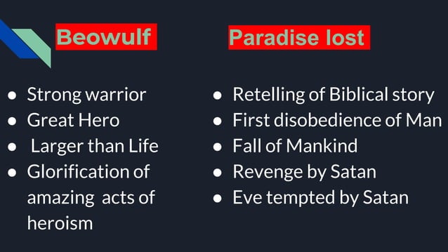 Comparison between Paradise lost and Beowulf | PPTX | Christianity ...