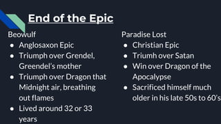 Comparison between Paradise lost and Beowulf | PPTX