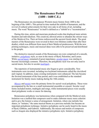 The renaissance period | PDF