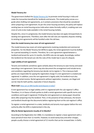 The Rent Agreement: What you need to know | PDF