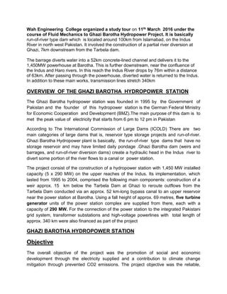 The report on ghazi brotha dam | PDF