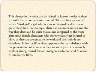 The representations of gender in horror films essay | PPTX