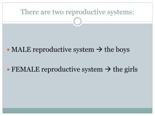 The reproductive systems 6th primary | PPTX