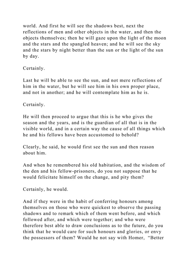 The Republic Book VIIThe Allegory of the Cave”By Plato .docx