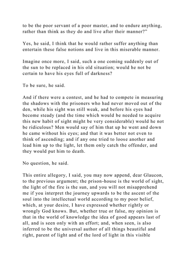 The Republic Book VIIThe Allegory of the Cave”By Plato .docx