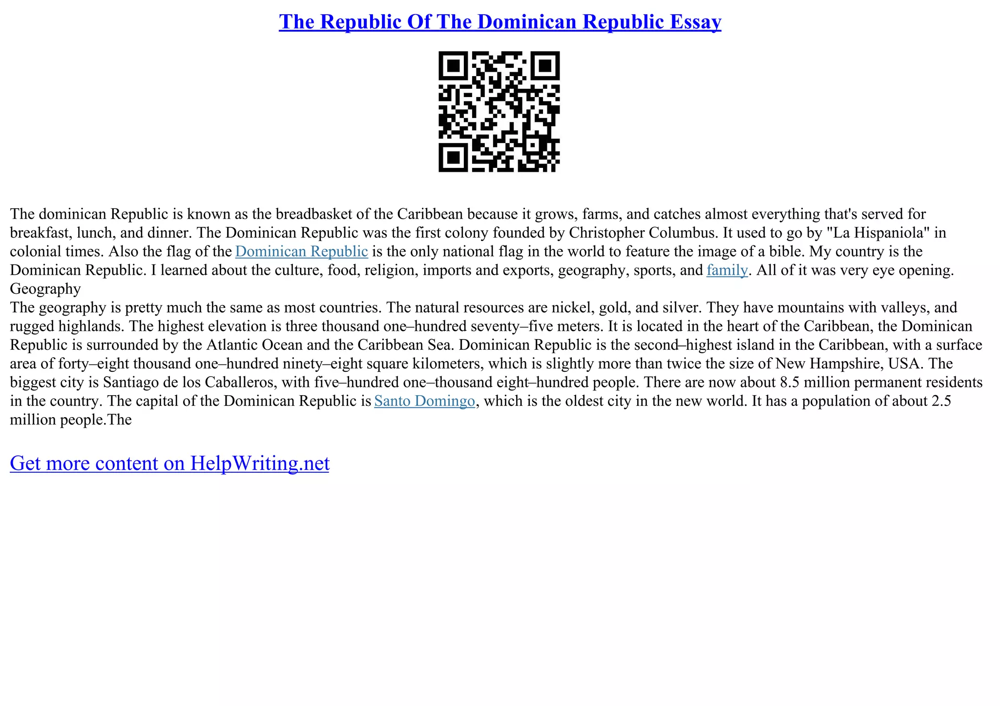 The Republic Of The Dominican Republic Essay | PDF