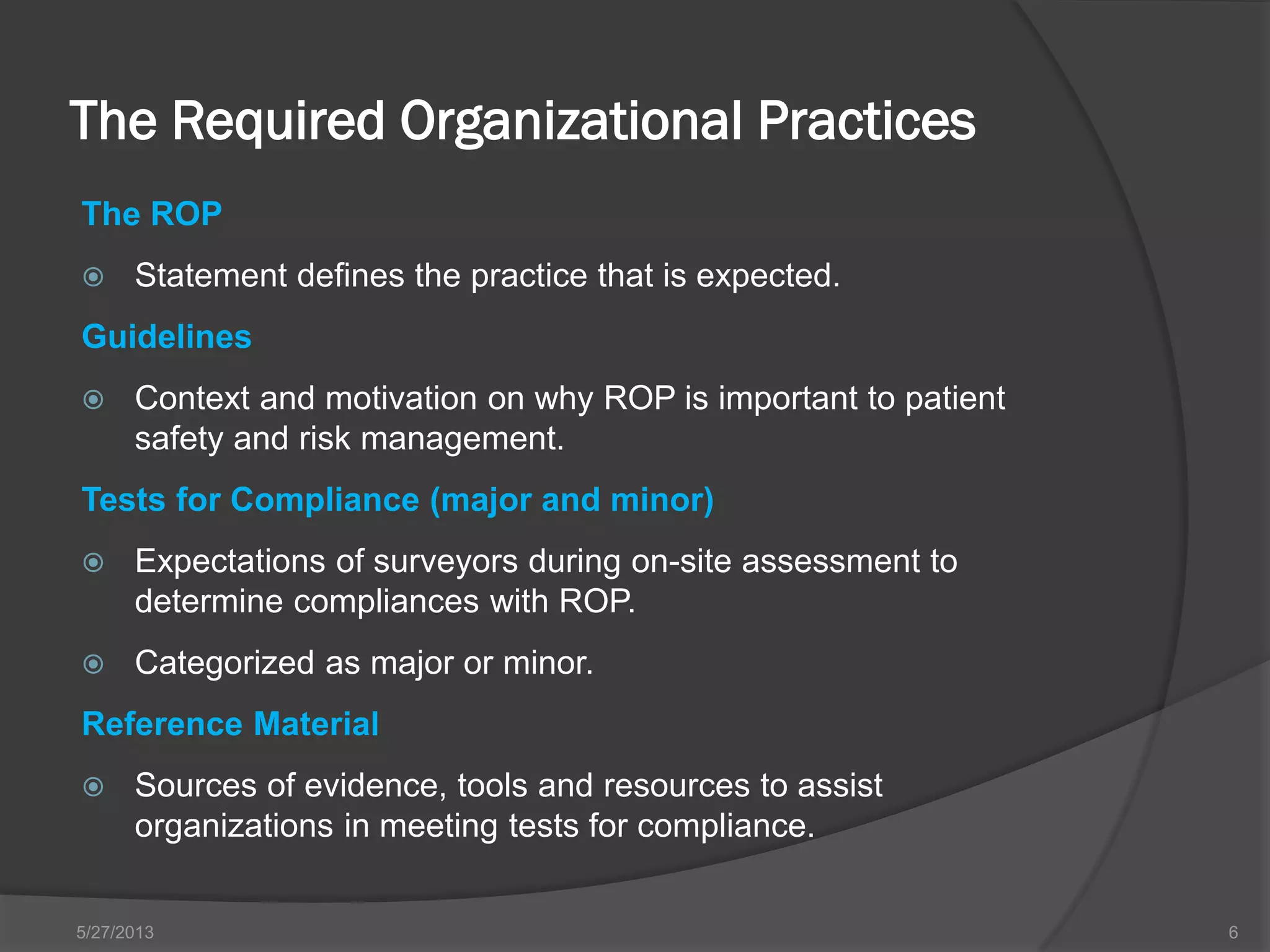 The required organizational practices (ROPs) | PDF