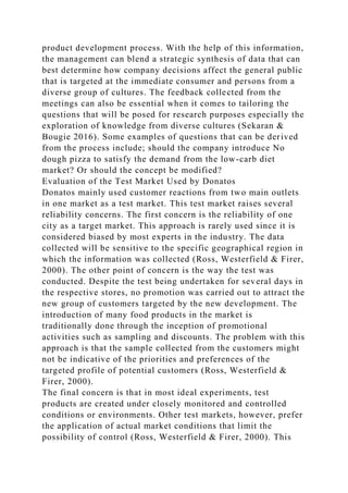 The Research Design Applied by Donatos for New Product Development.docx ...