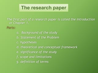 The research paper | PPTX