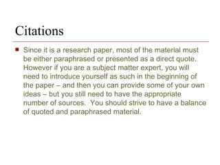 The Research Paper and Citation Methodology | PPT