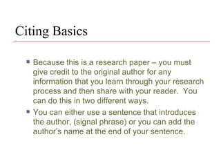 The Research Paper and Citation Methodology | PPT