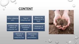 collapsing soils and improvement techniques by geosynthetic | PPTX