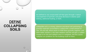 collapsing soils and improvement techniques by geosynthetic | PPTX