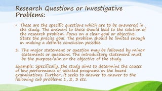 The Research Problem and Statement.pptx | Educational Assessment ...
