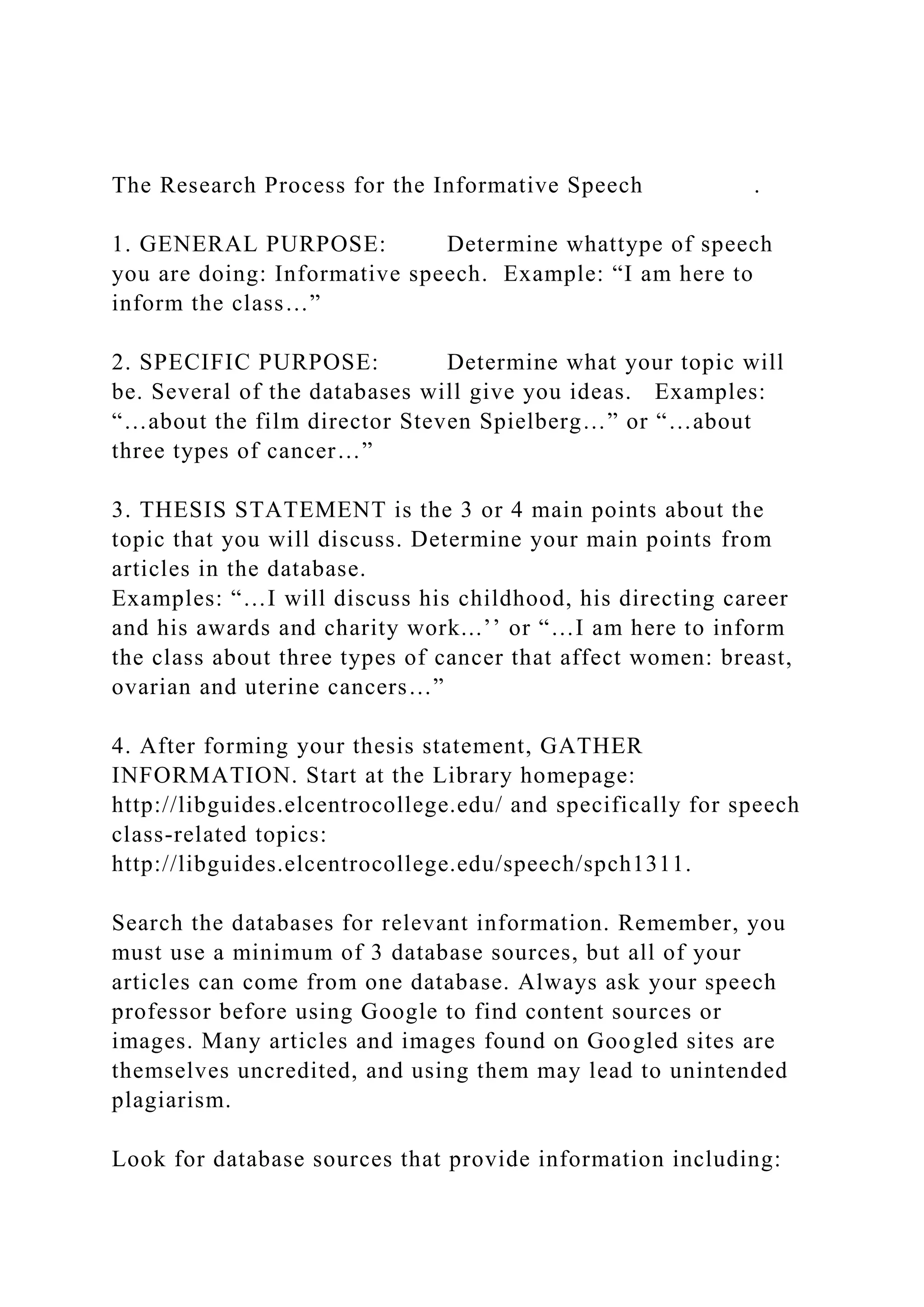 The Research Process for the Informative Speech . .docx