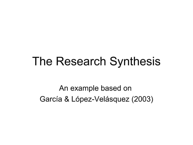 The research synthesis example g-lv_2003 | PPT | Educational Assessment ...
