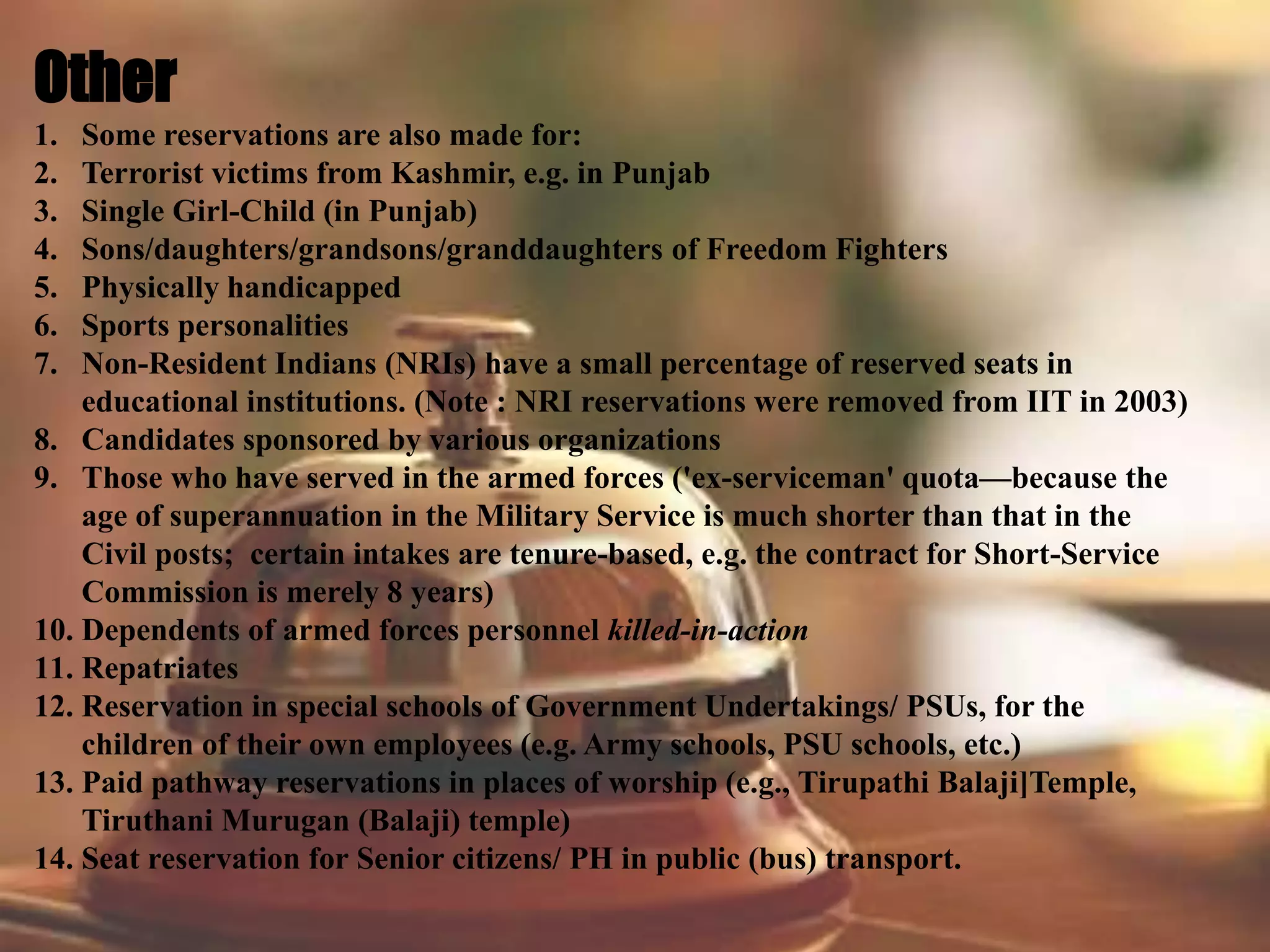 The reservation policies of india | PPTX