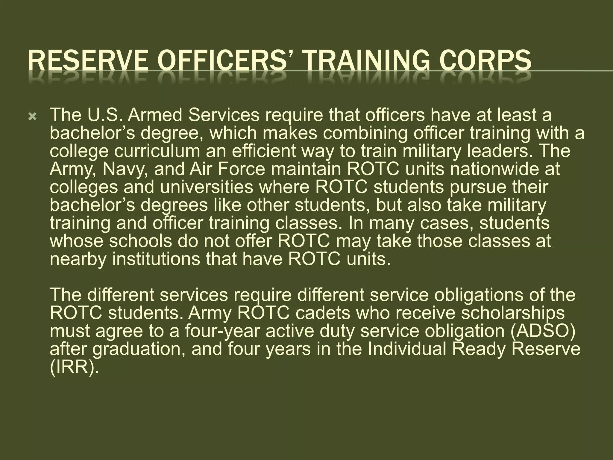 The Reserve Officers’ Training Corps | PPTX