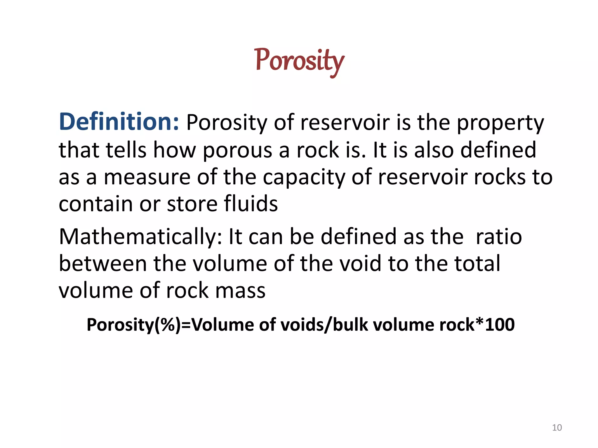 The reservoir (rock porosity and permeability) | PPTX