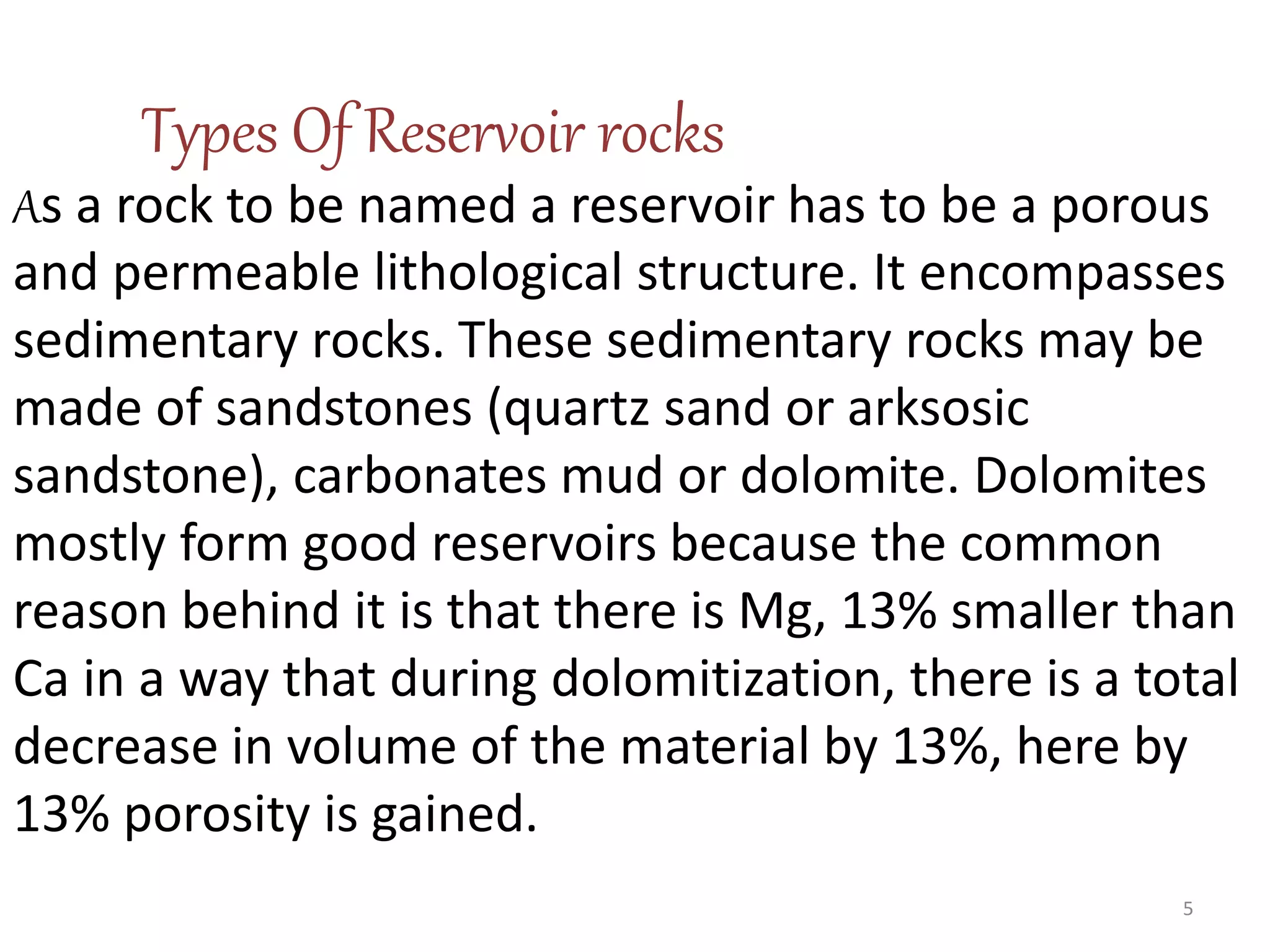 The reservoir (rock porosity and permeability) | PPTX