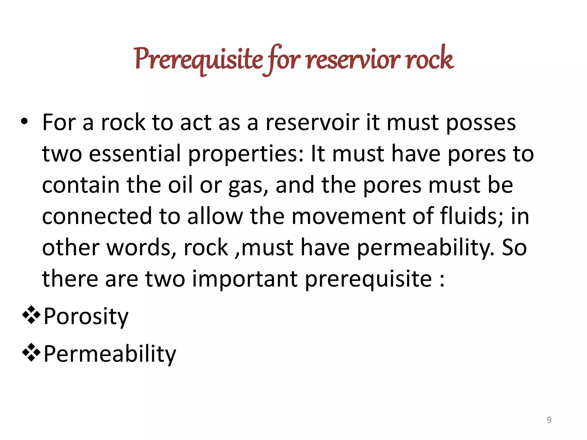 The reservoir (rock porosity and permeability) | PPTX