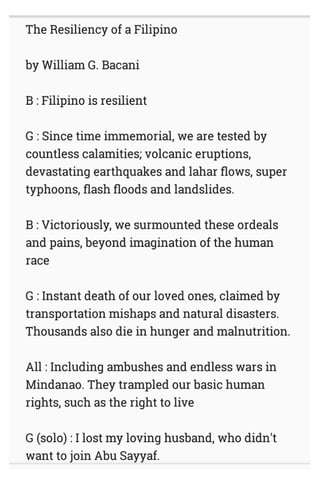 The resiliency of the filipino | DOCX