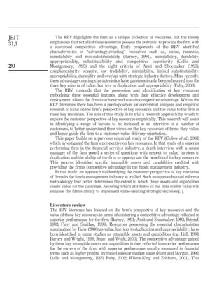 The resource based view and value- the customer-based view of the firm ...